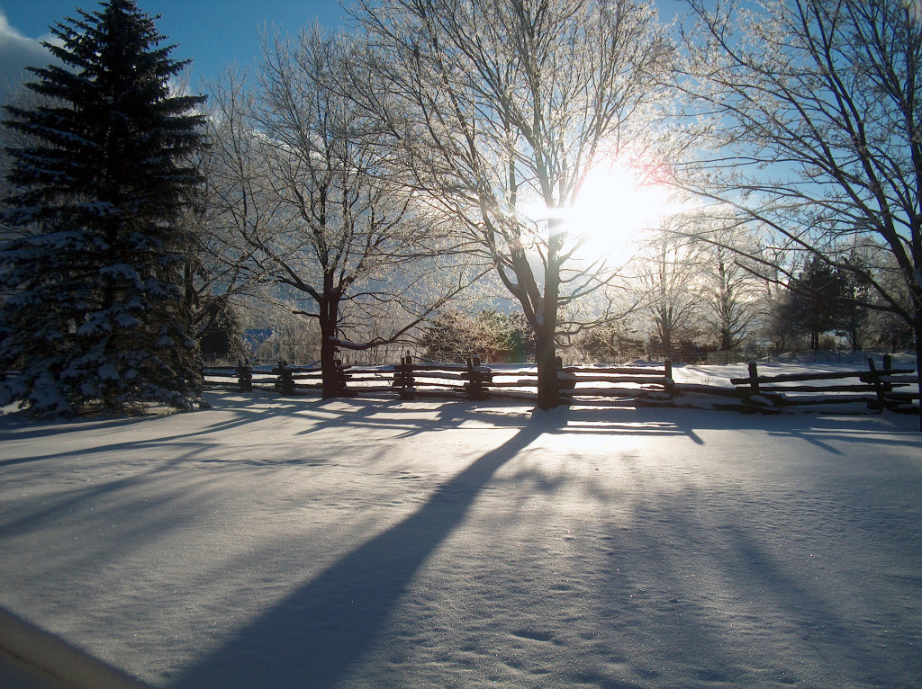 Sun rise over the snow